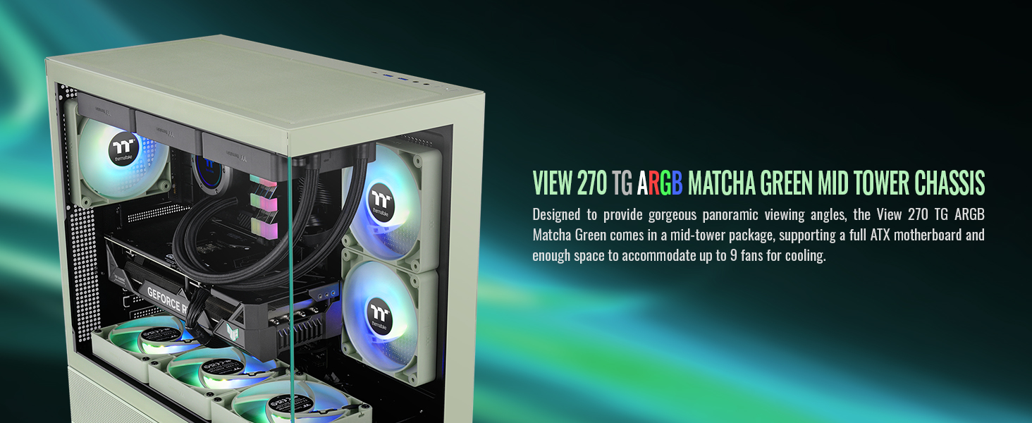 Thermaltake View 270 Plus TG ARGB Matcha Green Chassis | UCC BD